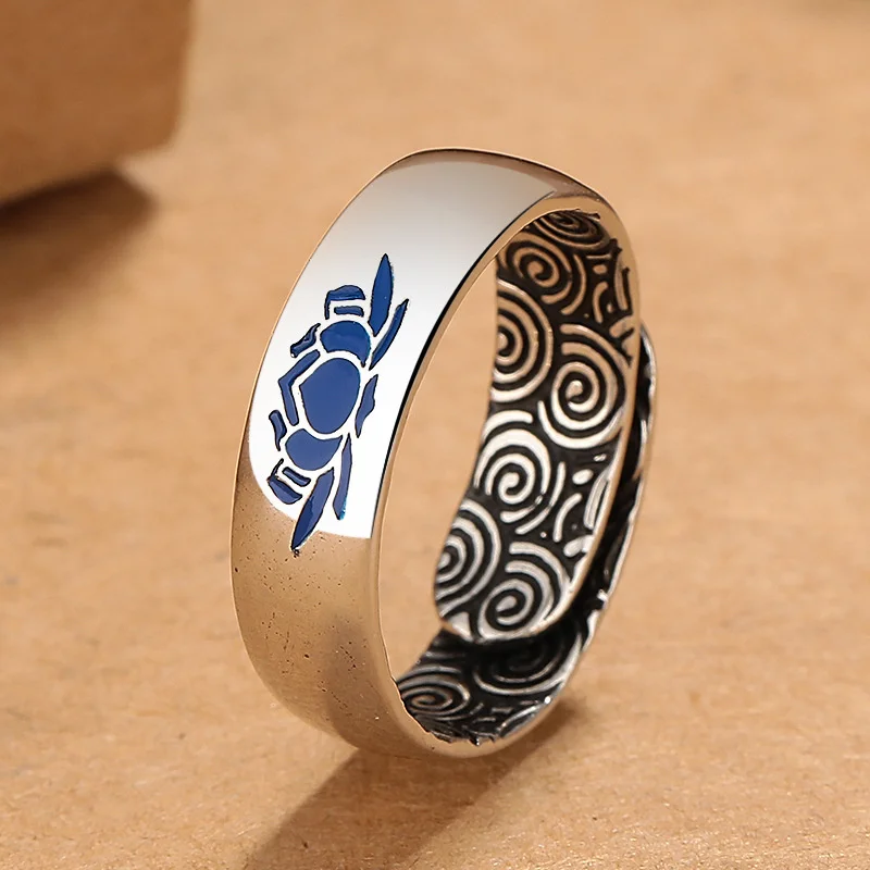 Retro-Lotus-Flower-Ring-For-Lady-Jewelry-Adjustable-Lucky-Auspicious-Clouds-Ring-925-Silver ...