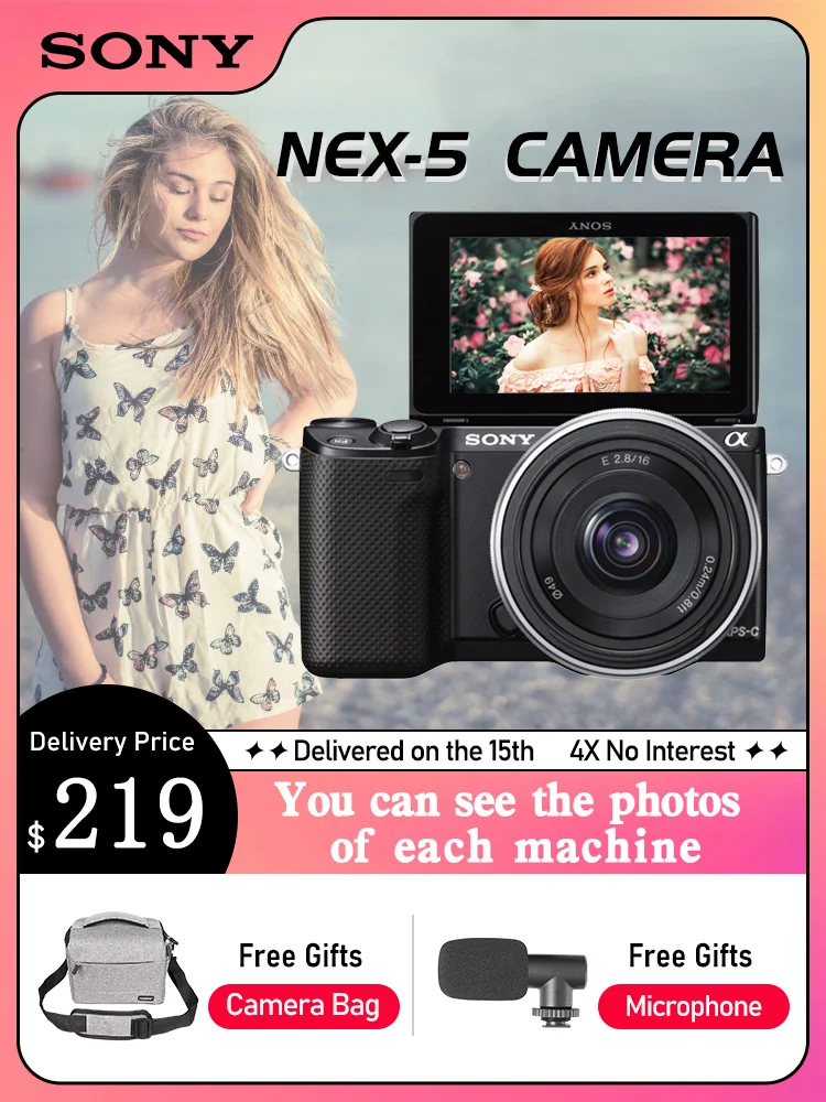 Câmera sony alpha NEX-5 NEX-5C NEX-5N NEX-5R NEX-5T câmera mirrorless lente digital vlog câmera ...
