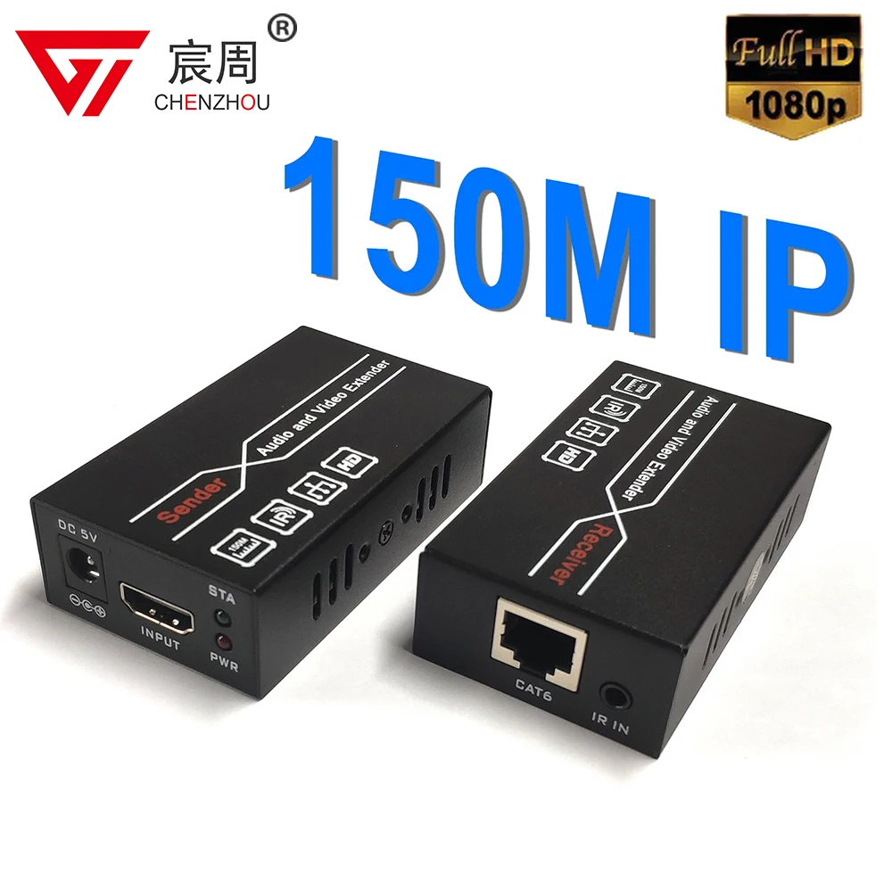 150M-HD-Extender-Over-IP-TCP-Rj45-Cat5e-Cat6-Cable-1080P-HD-Ethernet ...