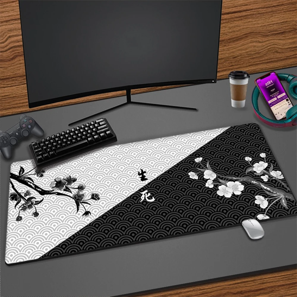 Black-White-Mousepad-Japan-Sakura-Gamer-Computer-Table-Large-Mouse-Pad ...