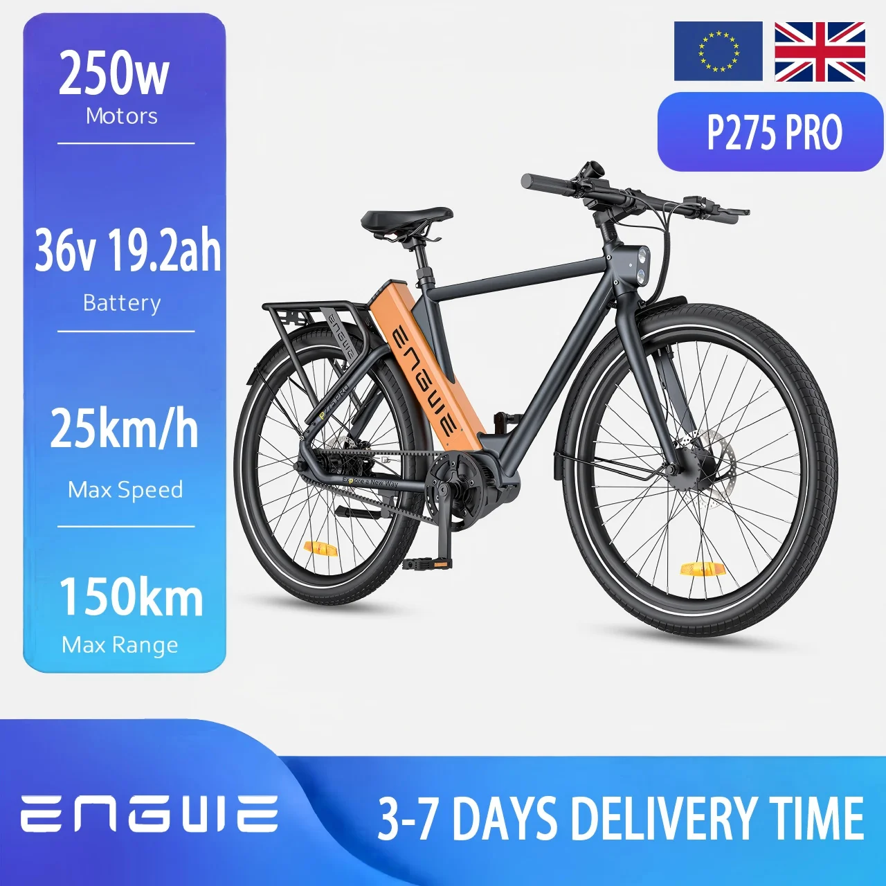ENGWE P275 PRO Electric Bicycle 250W Powerful Motor 27 Inch Tire City ...