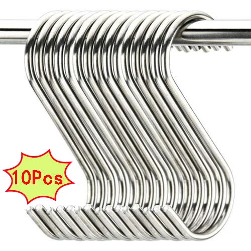 Stainless-Steel-S-Hook-with-Sharp-Tip-Utensils-Meat-Hanger-Hanging-Hook ...