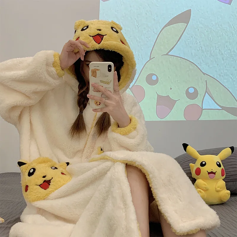 Pijama-de-Pok-mon-Pikachu-para-ni-a-bata-larga-con-capucha-ropa-de ...