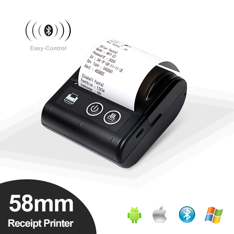 58mm Mini Thermal Receipt Printer Portable Wireless Bluetooth Thermal Bill Ticket Printer ...
