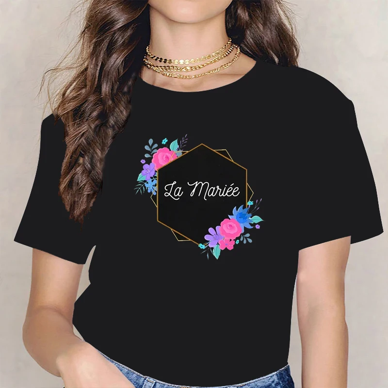 Fashion-Garland-La-Mariee-French-Tshirts-For-Women-Floral-Hoop-Team ...