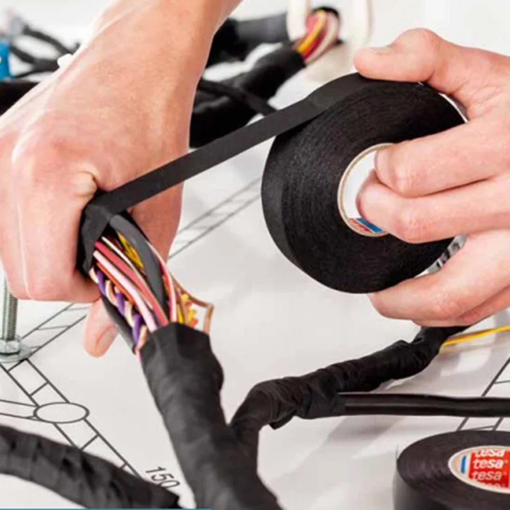 Fita-adesiva-preta-de-tecido-cablagem-autom-tica-isolamento-ac-stico ...
