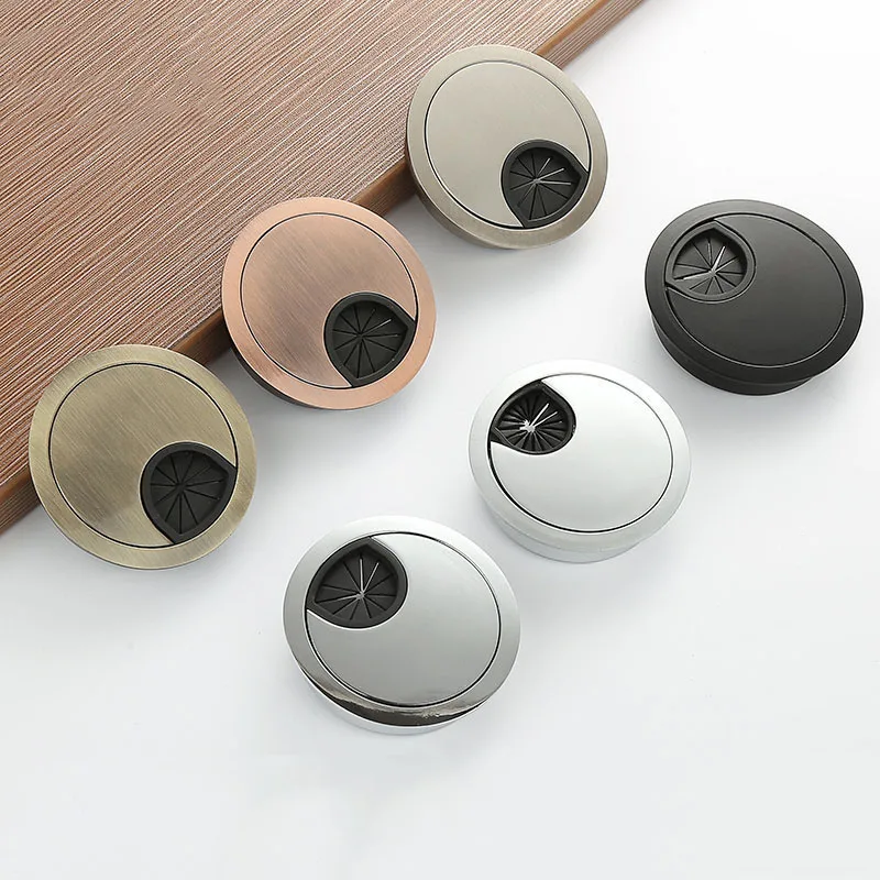 35-80mm Round Wire Hole Cover Base Zinc Alloy PC Desk Table Grommet ...