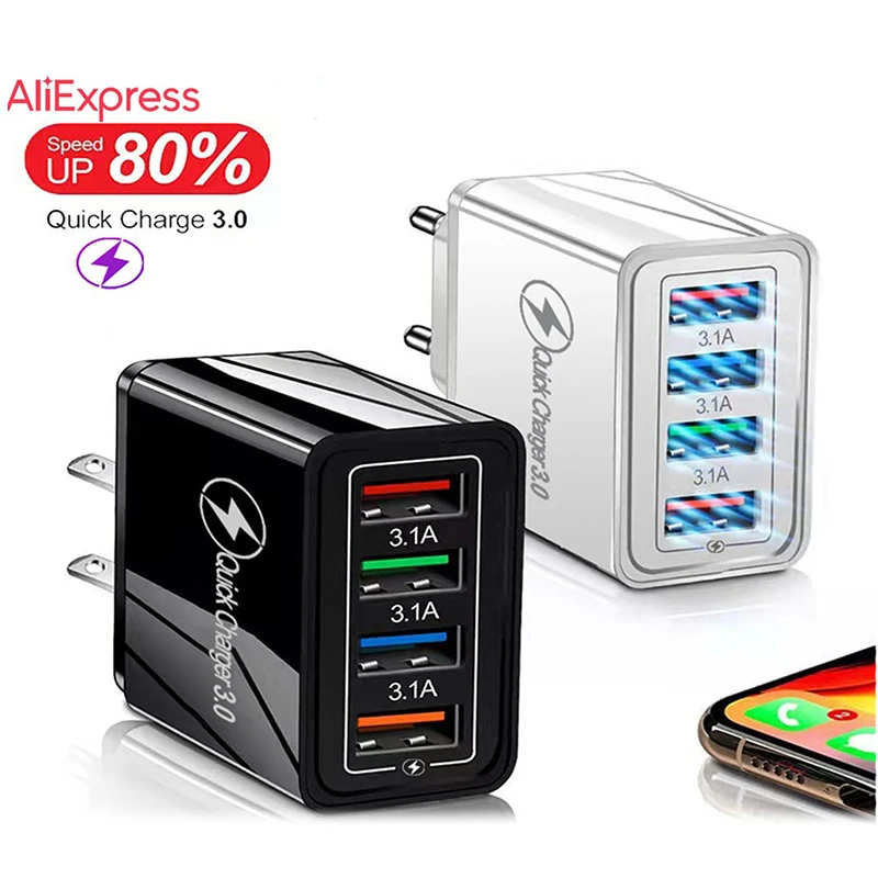 Quick-Charge-USB-Charger-Head-4-Port-QC-3-0-Wall-Travel-Fast-Charging ...