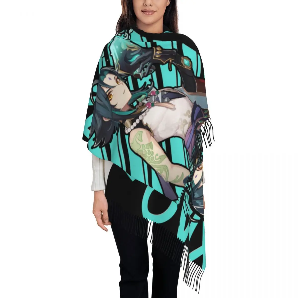 Custom-Print-Xiao-Genshin-Impact-Manga-Scarf-Men-Women-Winter-Warm ...