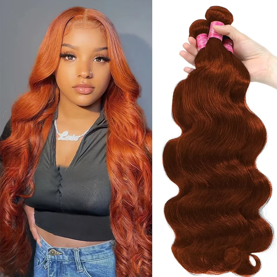 Extensiones-de-cabello-humano-ondulado-de-Color-jengibre-350-10-30 ...