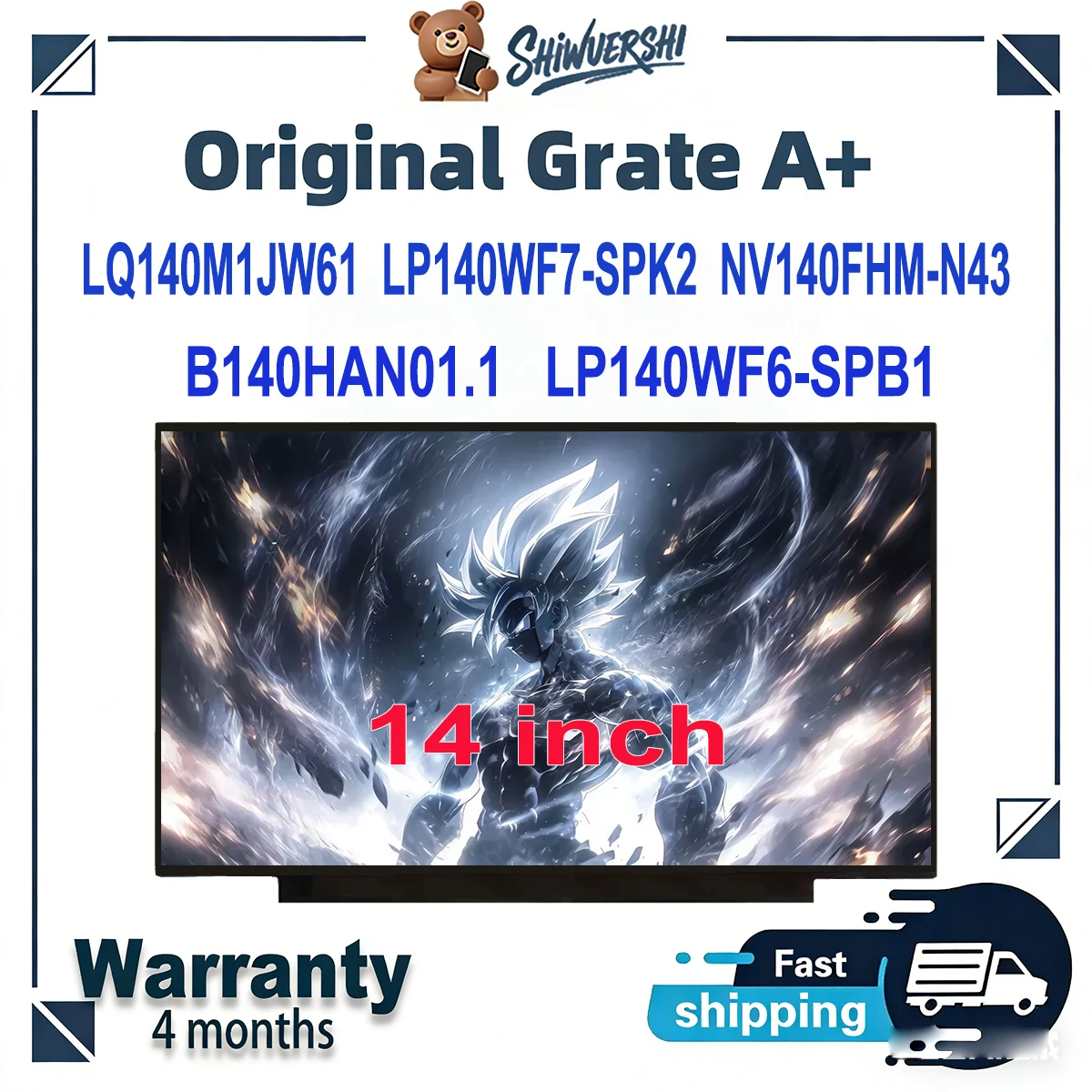 Original New A+ 14" Laptop Lcd Screen Monitor Panel Slim LQ140M1JW61 ...