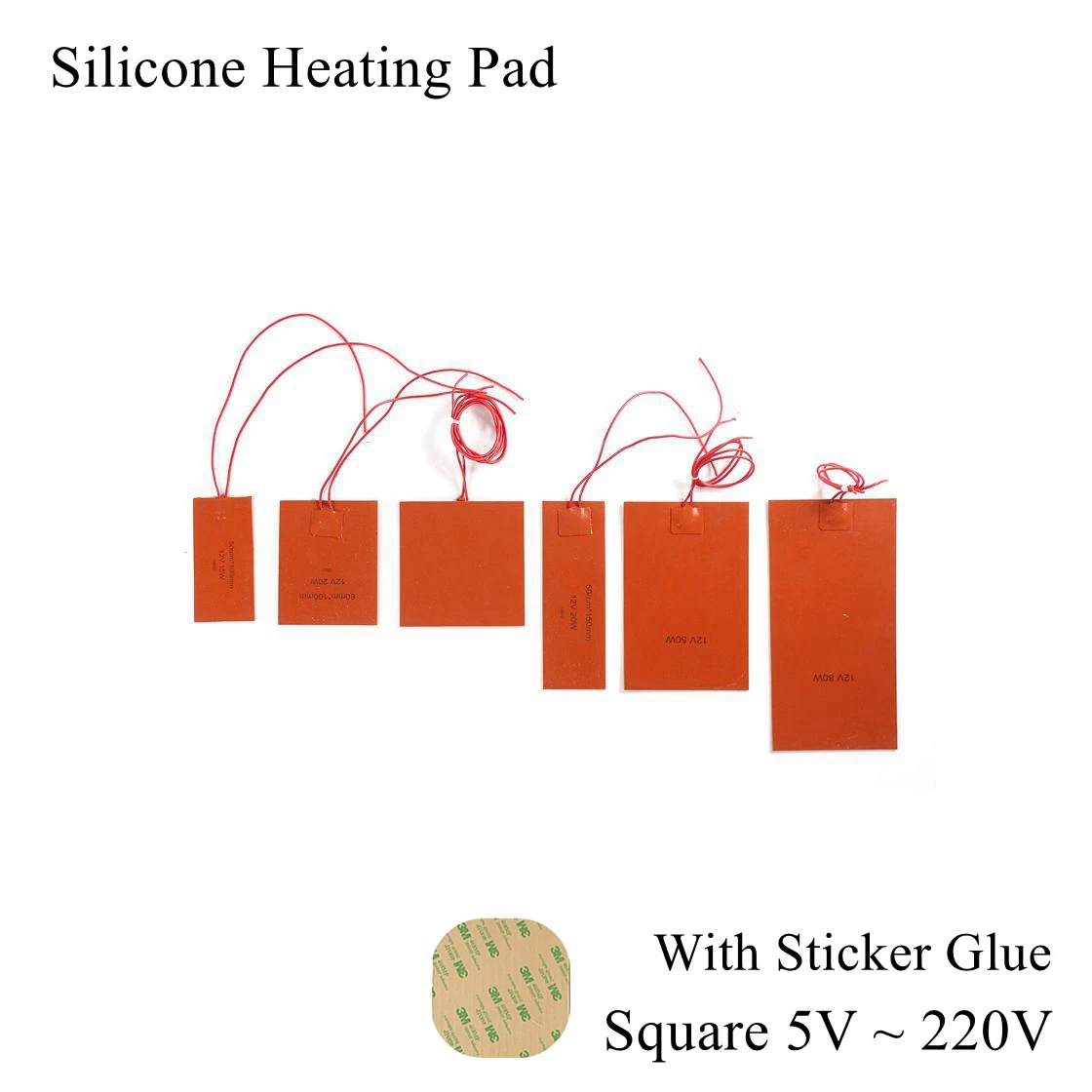 5V-12V-24V-110V-220V-Silicone-Rubber-Heating-Pad-Square-Flat-Heater ...