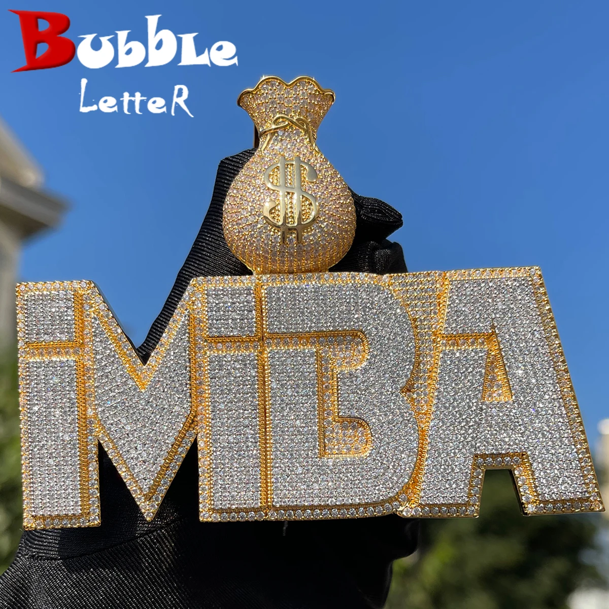 Bubble Letter Customized Pendant Personalized Name Plate Necklace for ...