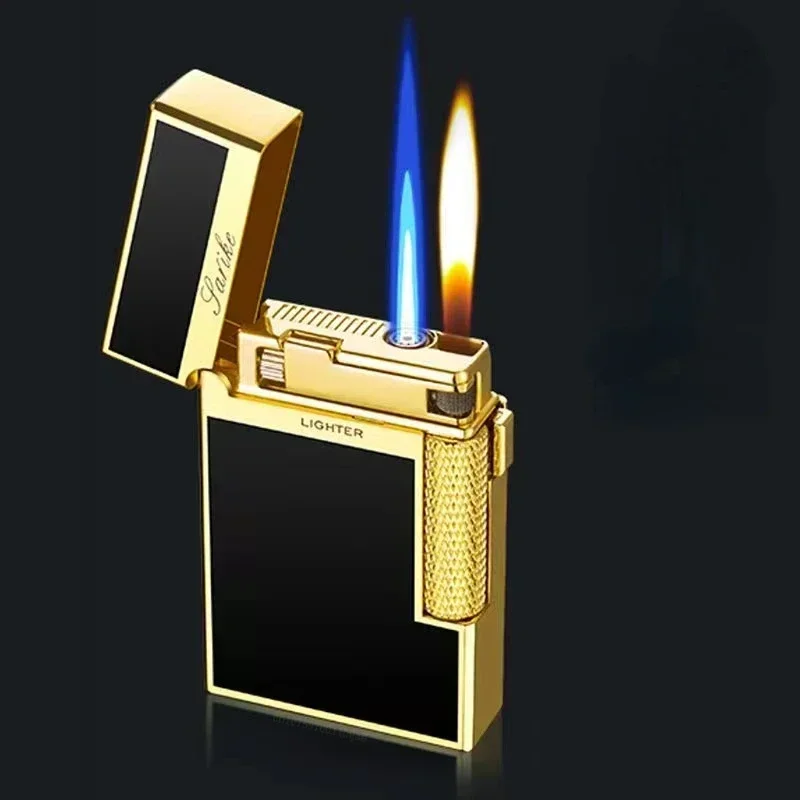 Metal-Windproof-Torch-Gas-Lighter-Double-Flame-Butane-Lighter-Smoking ...
