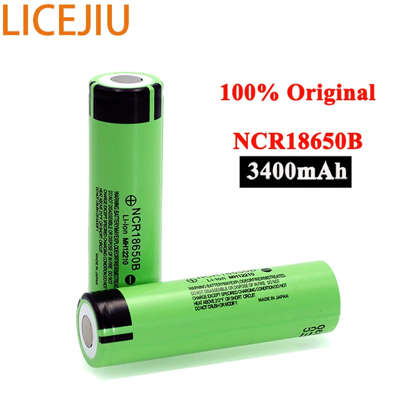 Bateria de lítio recarregável para baterias lanterna, 18650, NCR18650B, 3.7V, 3400mAh, 100% Original