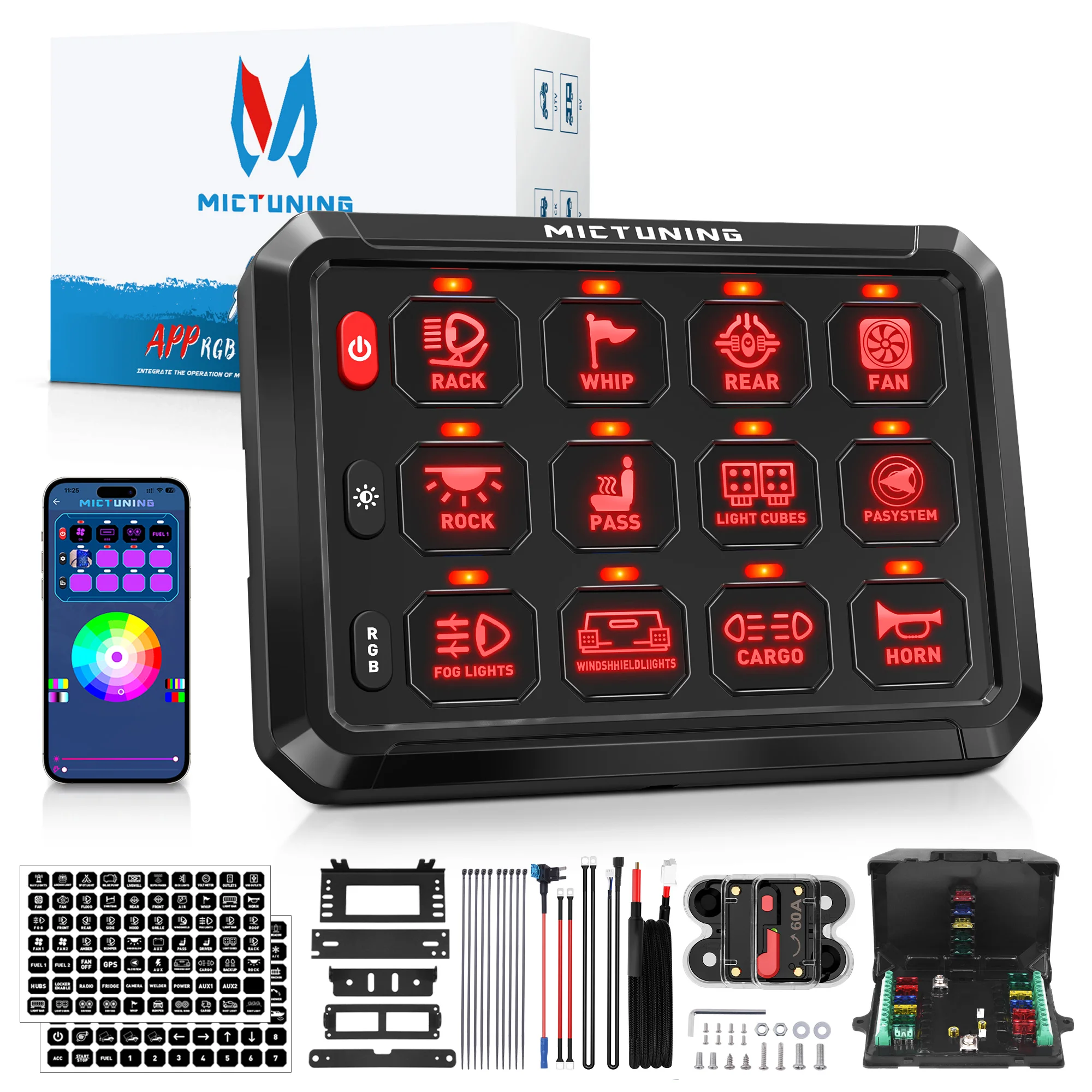New 12 Gangs Universal RGB Switch Panel APP Control LED On-Off Switch ...