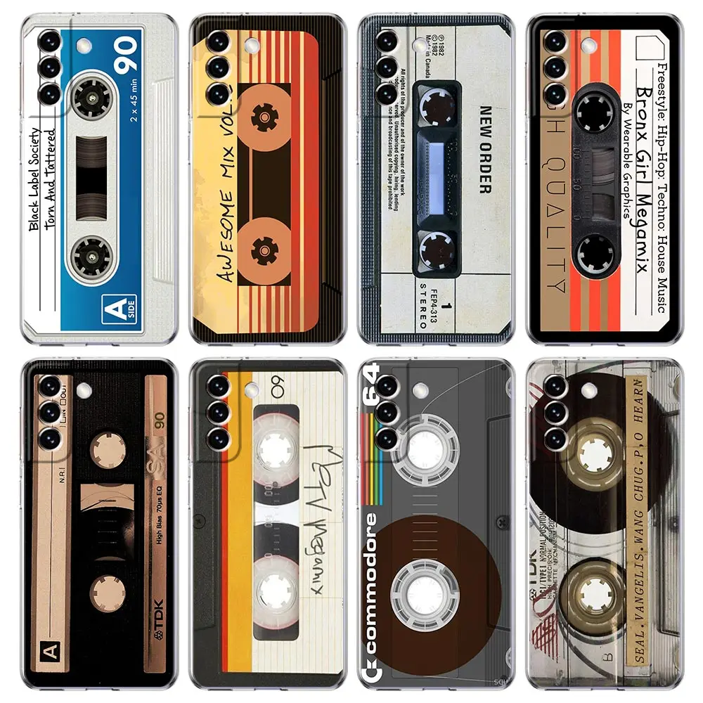 Retro Magnetic Cassette Clear Phone Case Cover for Samsung S23 Plus (B10)