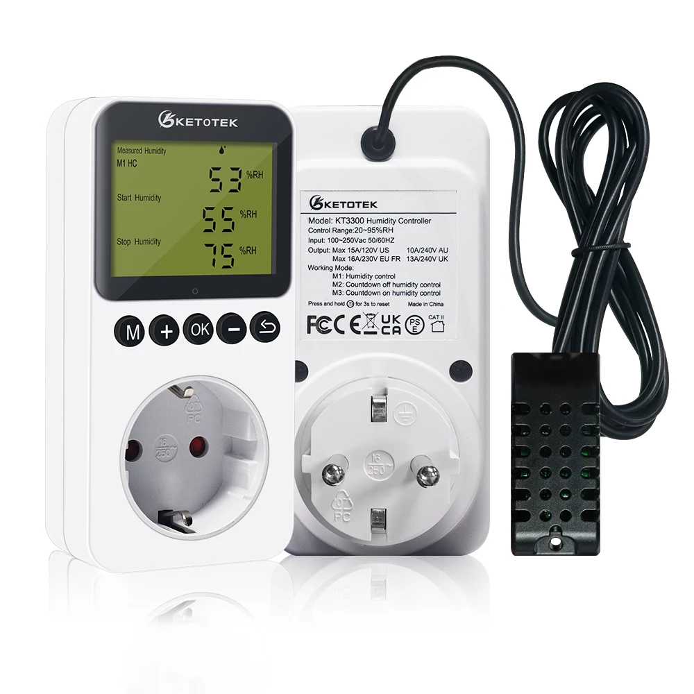 Ketotek-KT3300-Humidity-Controller-Outlet-16A-Direct-Output-Hygrometer-Humidity-Control-Switch ...