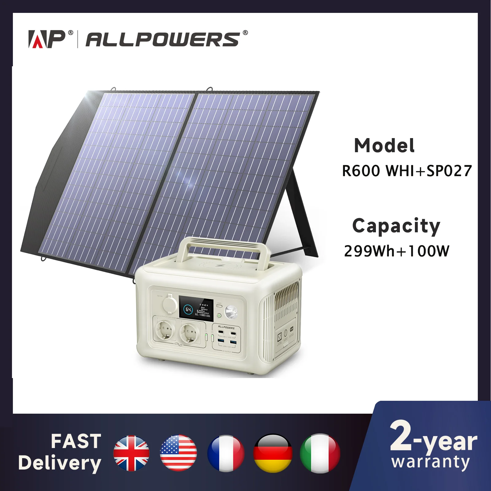 ALLPOWERS R600 Portable Power Station with Solar panel 100W , 600W ...