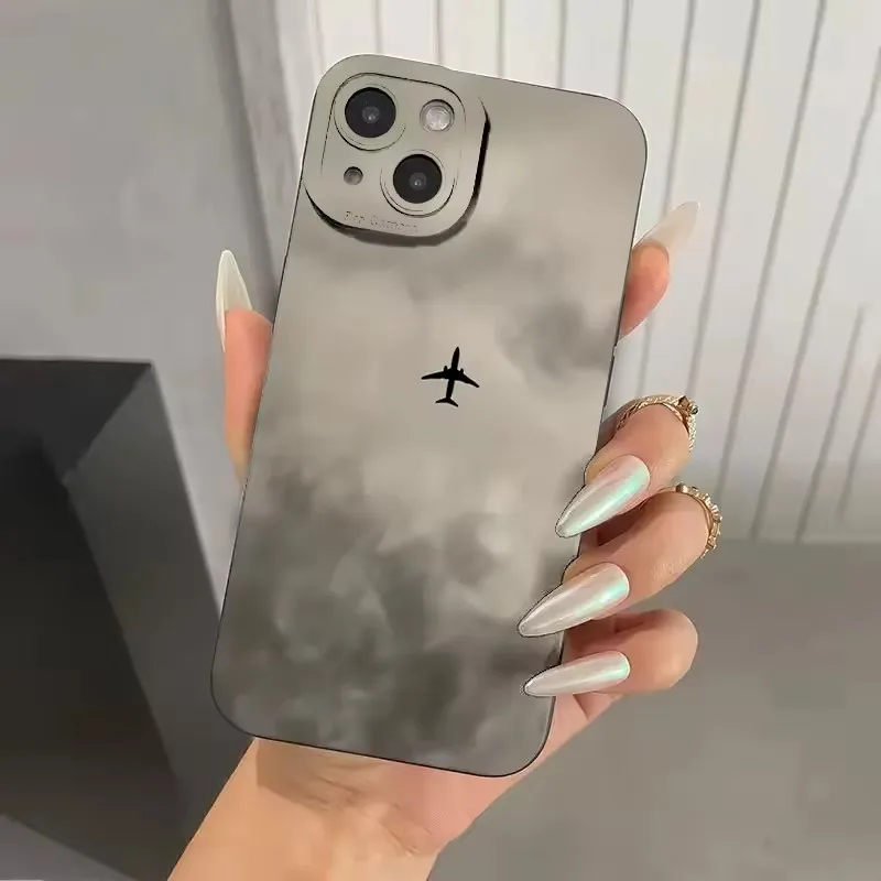 Gray Airplane Graphic Printed Soft Cover Case For Samsung S25 S24 Ultra ...