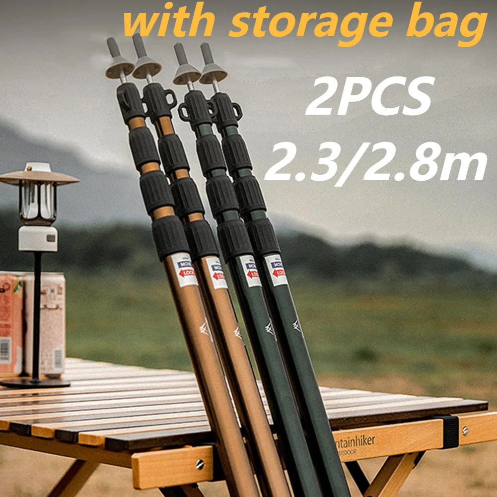 2PCS-Adjustable-Tent-Support-Rod-Beach-Shelter-Tarp-Awning-Pole ...