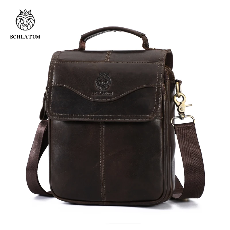 Genuine Leather Men's Messenger Bag | Men's Genuine Leather Shoulder ...
