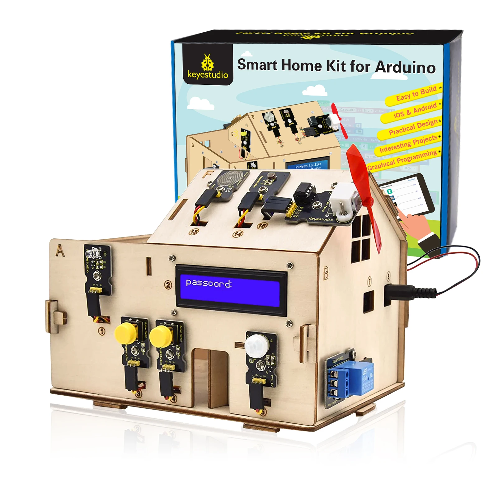 Keyestudio Smart Home Kit For Arduino With UNOPlus Board C language Mixly and Scratch ...