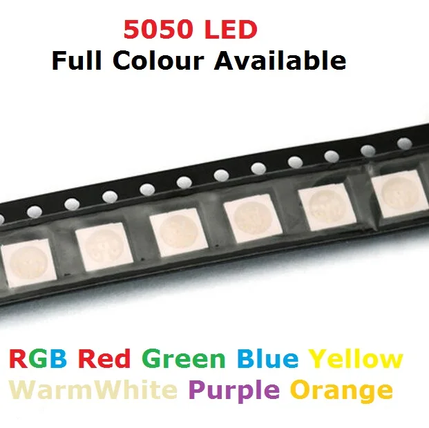 100pcs SMD 5050 RGB Chip LED PLCC-6 Smd5050 LED Tricolor 60mA DC 2V Red ...