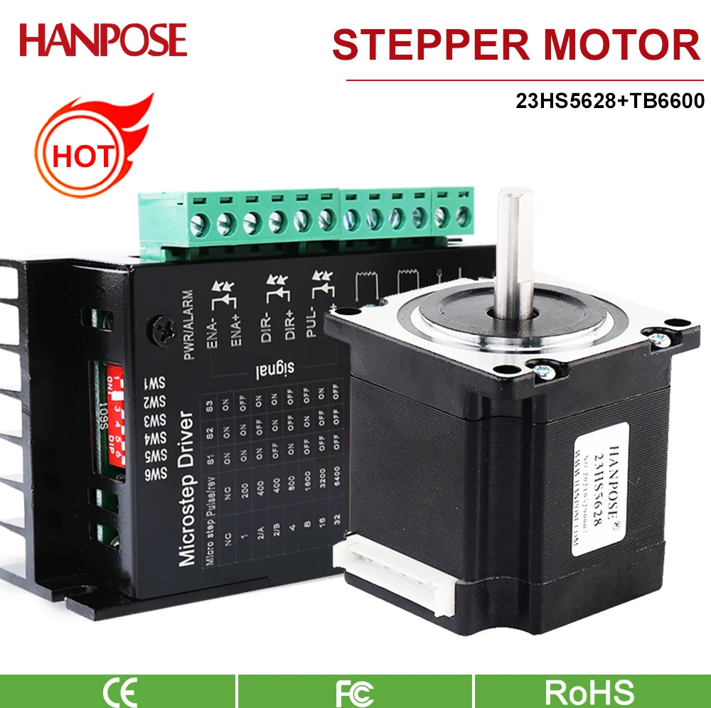 HANPOSE NEMA23 stepper motor 23HS5628+ TB6600 driver 9-42V controller 2 ...