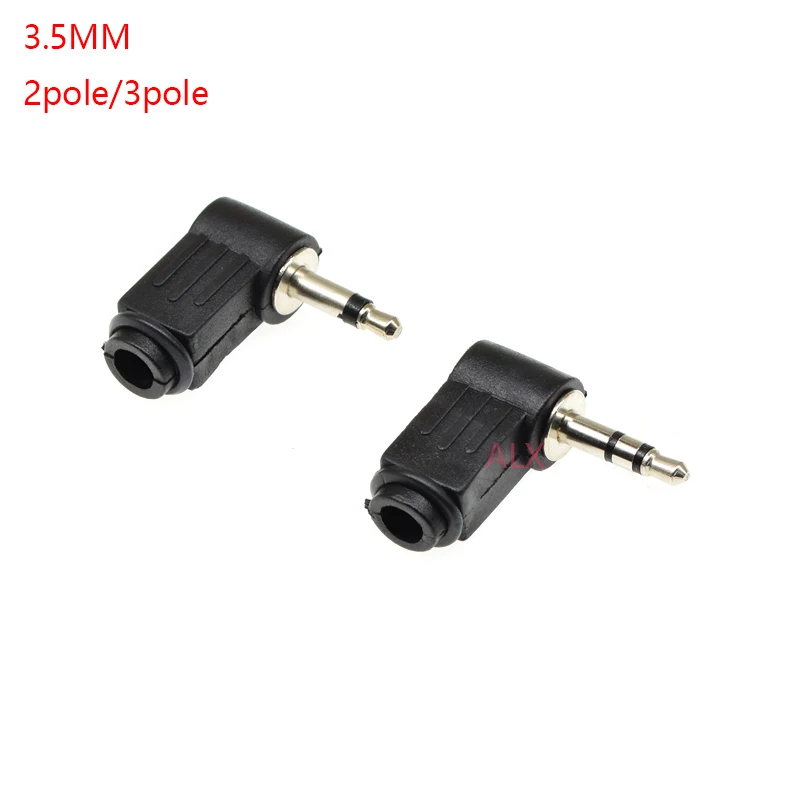 4pcs 3.5mm 2pole 3pole Audio Mono Stereo Male Jack Plug Right Angle ...