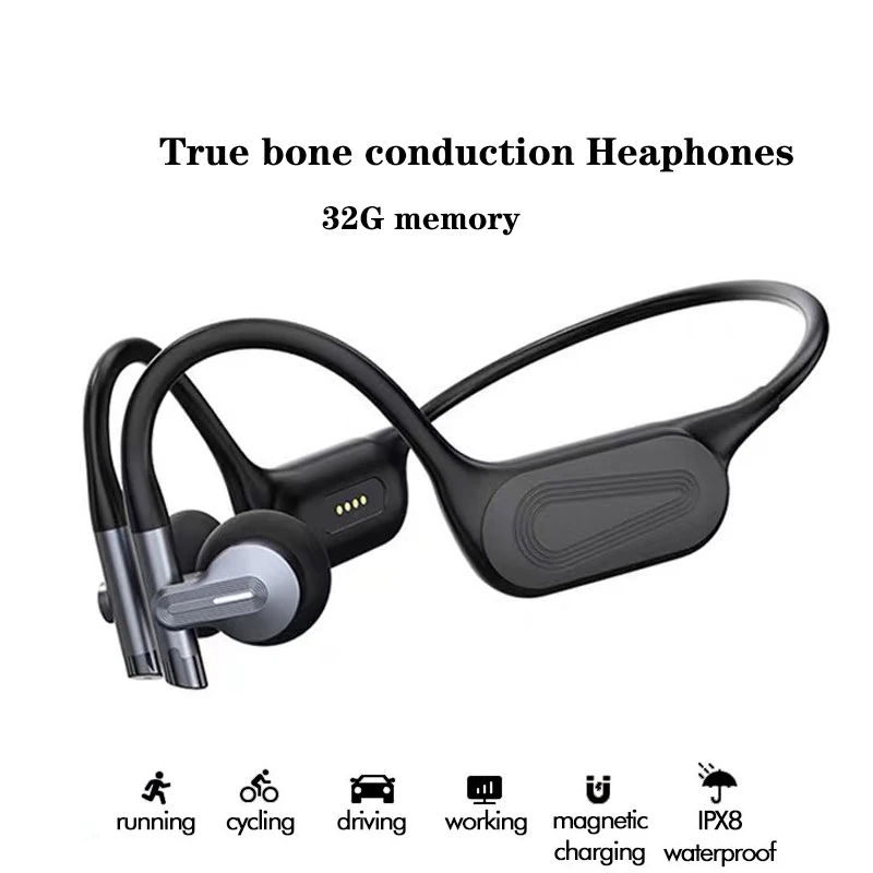 True Bone Conduction Wireless Earphones Gaming Headset Ipx8 Sport ...