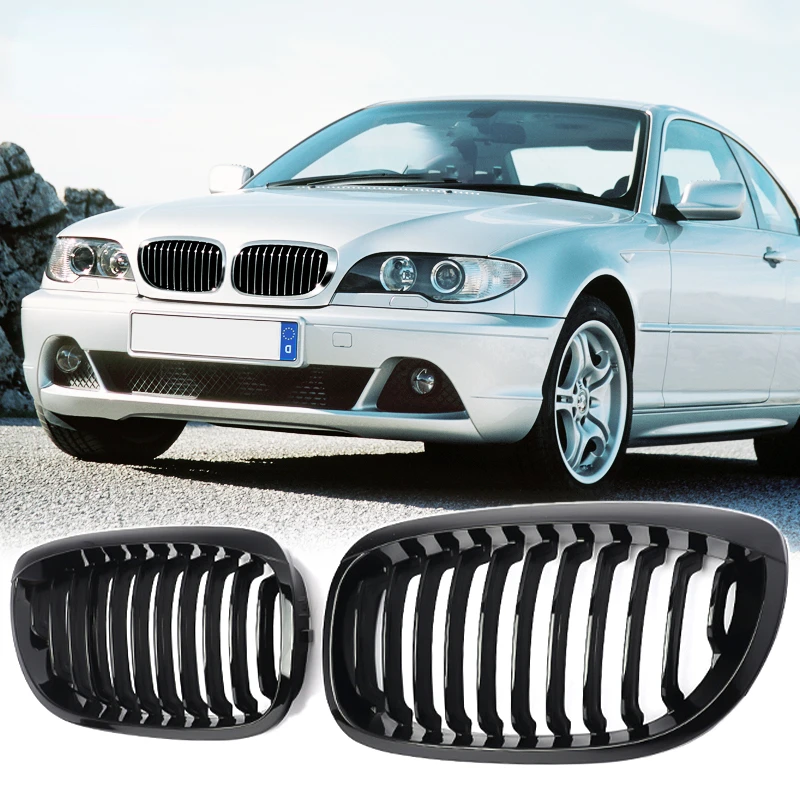 Car Kidney Grill Front Bumper Gloss Black Racing Grill For Bmw E46 ...