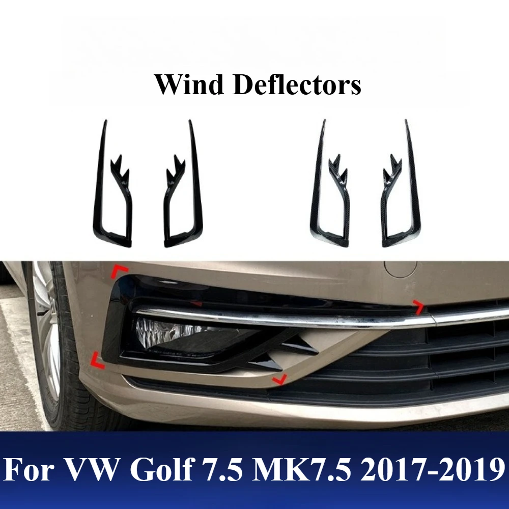 For VW Golf 7.5 MK7.5 2017-2019 - Fog Light Air Dams, Gloss Black ABS ...