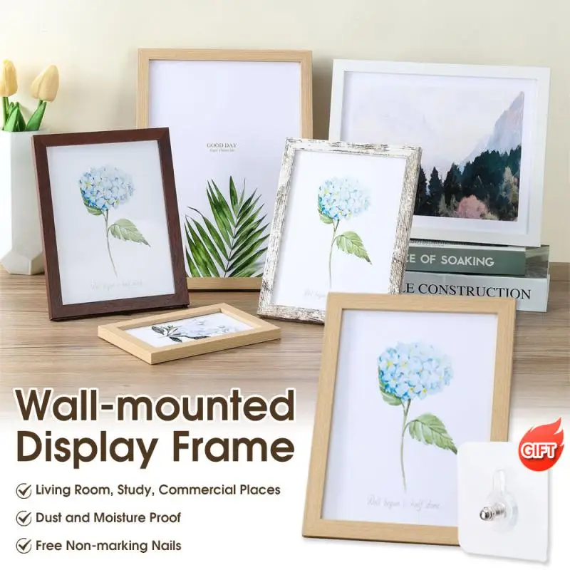 Multi-Tamanho-Wall-Mounted-Display-Frame-de-madeira-Photo-Frame-Home ...
