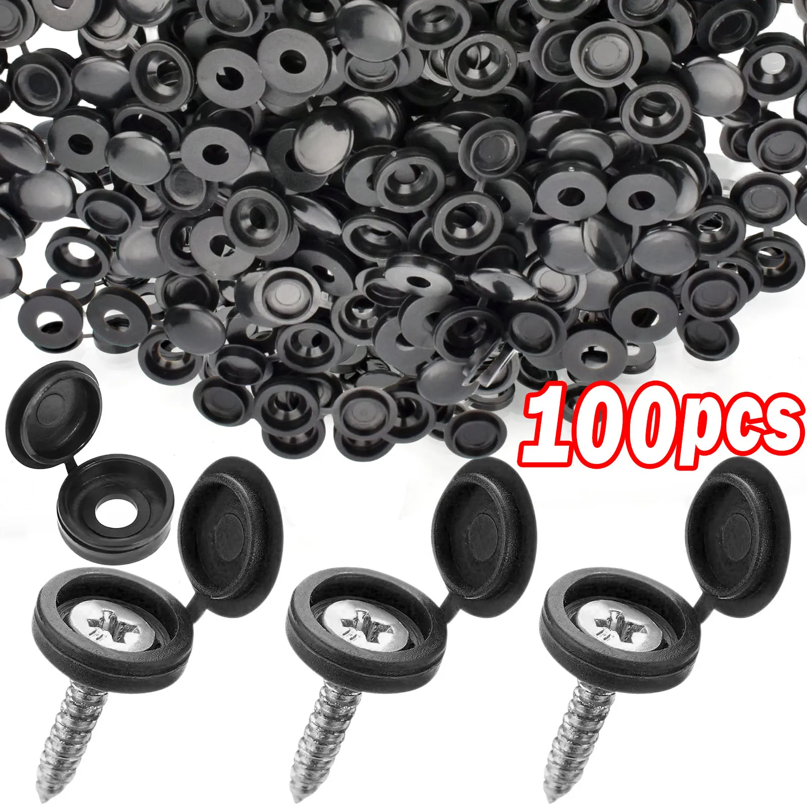 5/100PCS Hinged Plastic Screw Cap Cover Nuts Fold Snap Protective Cap ...