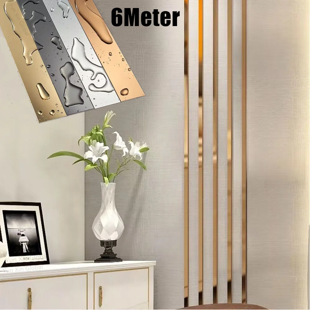 6m Metal Wall Sticker Flat Decorative Lines Self-adhesive Ceiling ...