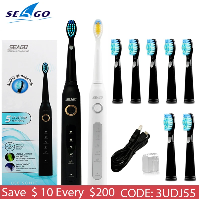 Seago-Sonic-Electric-Toothbrush-Washable-Electronic-Teeth-Brush-SG-507-USB-Rechargeable-Tooth ...