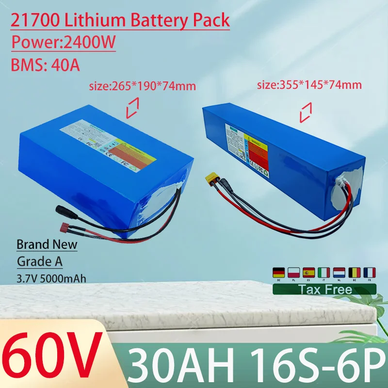 60V-30Ah-21700-16S6P-Lithium-Ion-Battery-Pack-2500W-Power-Tool ...