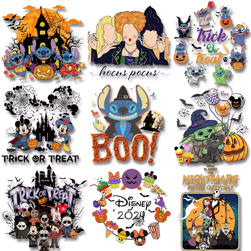 Disney-Halloween-cartoon-character-Stitch-Jack-Minnie-Mickey-pattern ...