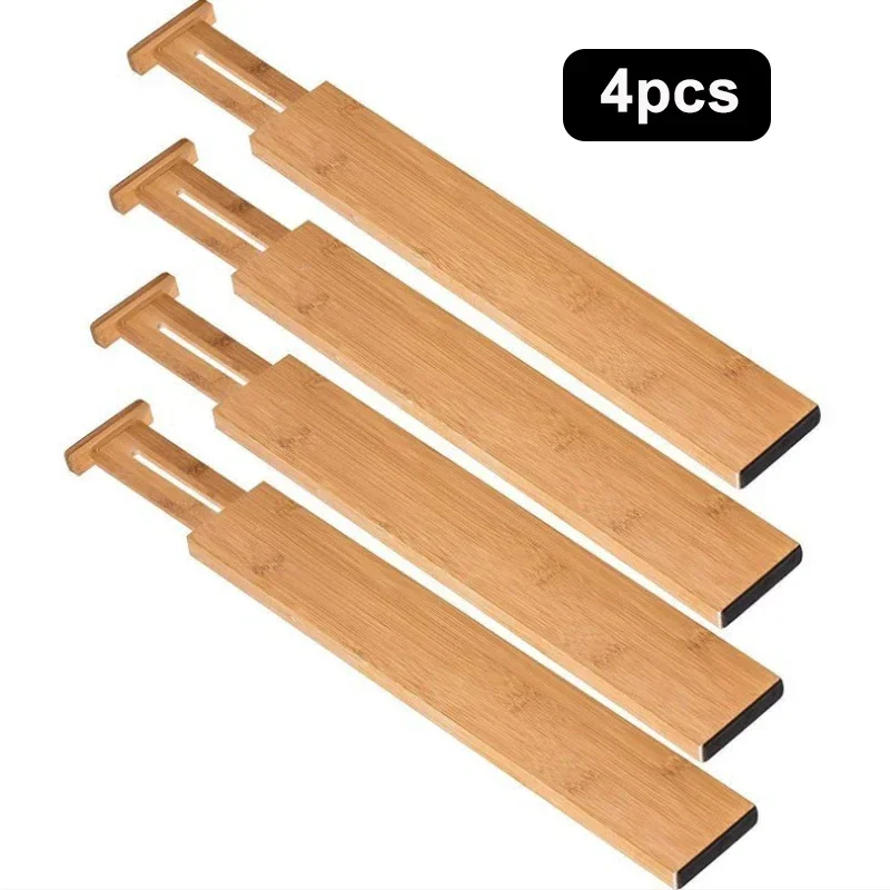 4Pcs-Bamboo-Drawer-Dividers-Bedroom-Kitchen-Drawer-Storage-Adjustable ...