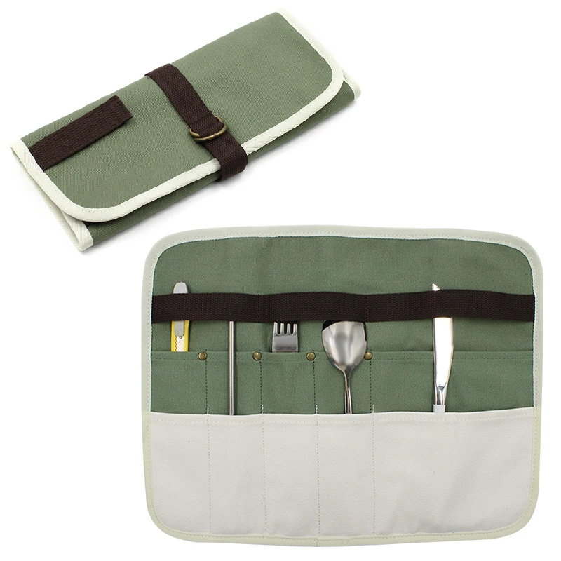Camping Utensil Bag, Knife Roll Bag for Chefs Canvas Roll Up Culinary ...