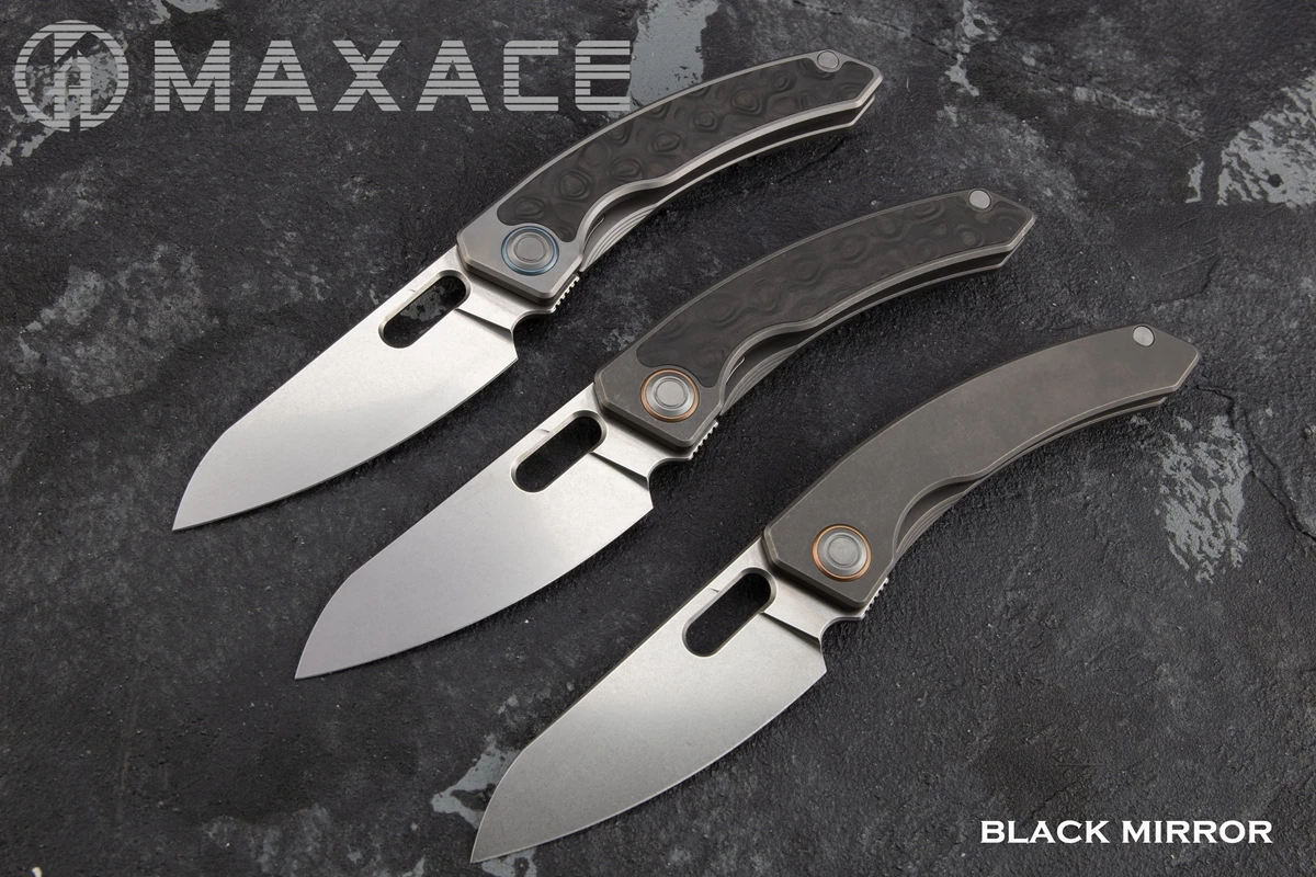 Maxace-Knives-Black-Mirror-Titanium-Carbon-Fiber-Handle-M390-Blade ...