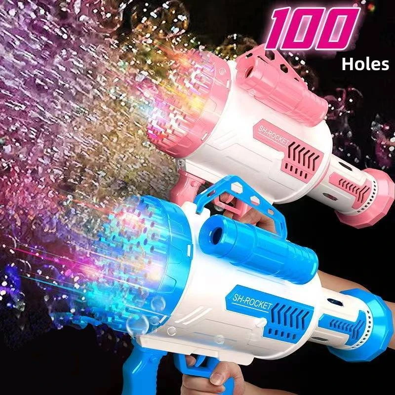 100 Holes Wasserpistole Automatic Soap Bubbles Bazooka Bubble Gun Toys ...