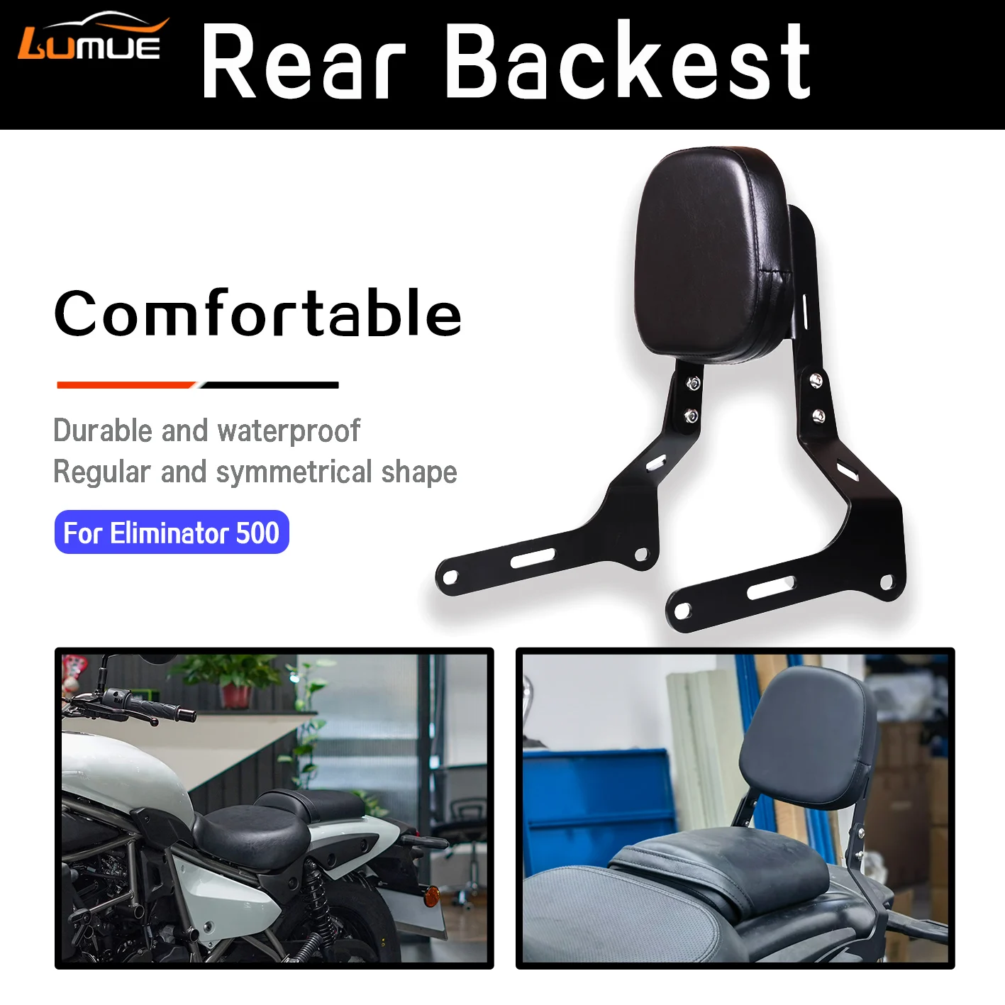 Motorcycle Eliminator 500 Black Detachable Sissy Bar Rear Passenger ...