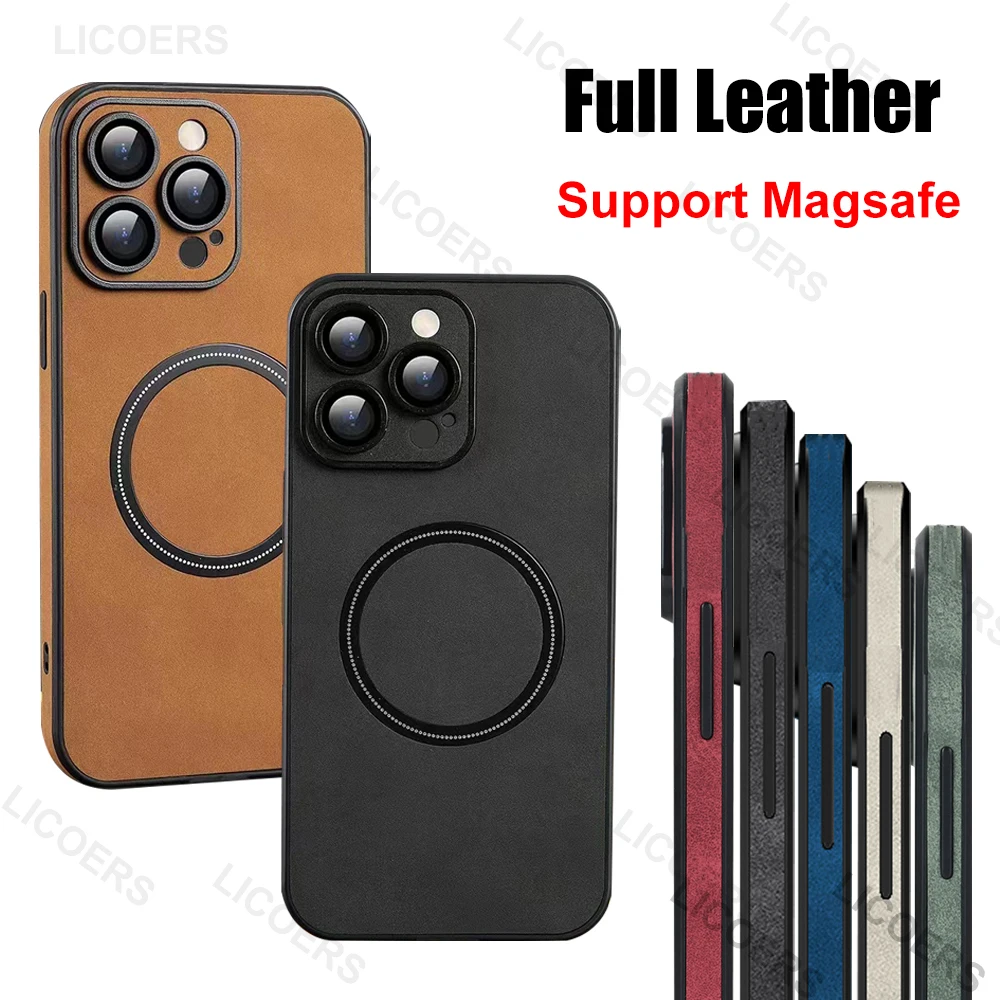 Magnet-Case-for-iPhone-15-14-13-12-Pro-Max-Plus-Cover-Back-Side-Leather ...