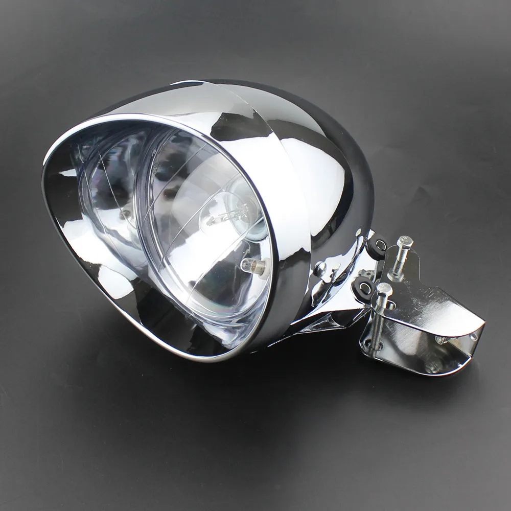 12V-35W-Motorcycle-Chrome-Bullet-Headlight-High-Low-Beam-Front-Head ...