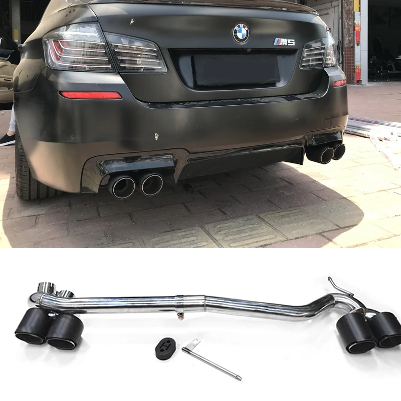 Quad-Exhaust-Tip-Stainless-Steel-Exhaust-Pipe-For-BMW-F10-F11-520i-523i ...