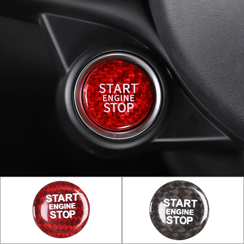 Real-Carbon-Fiber-Car-Styling-Accessories-Start-Stop-Engine-Button ...