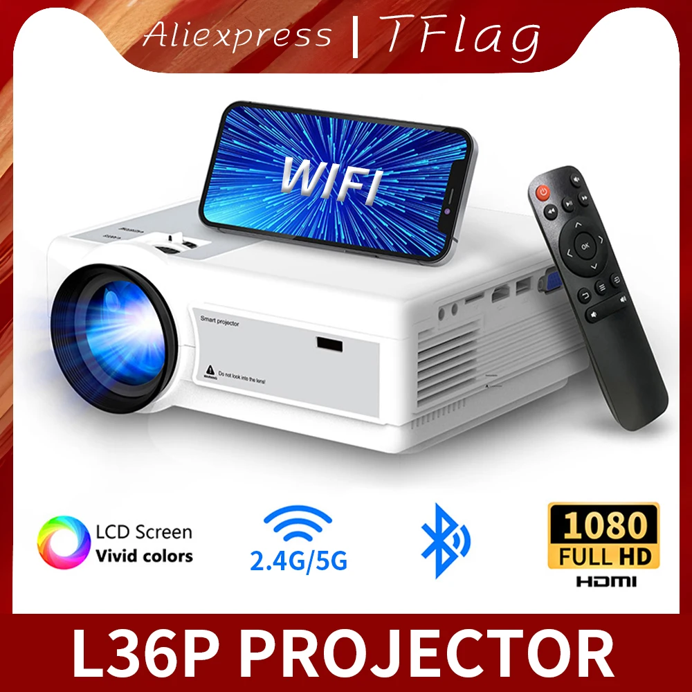 Completo hd 1080p projetor 4k tflag l36p wifi mini led projetor ...