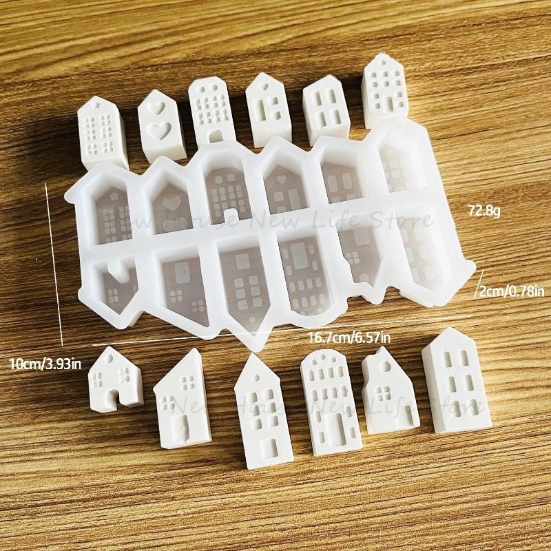 12-hole Houses Silicone Mold Small House Resin Art-Miniature Landscape ...